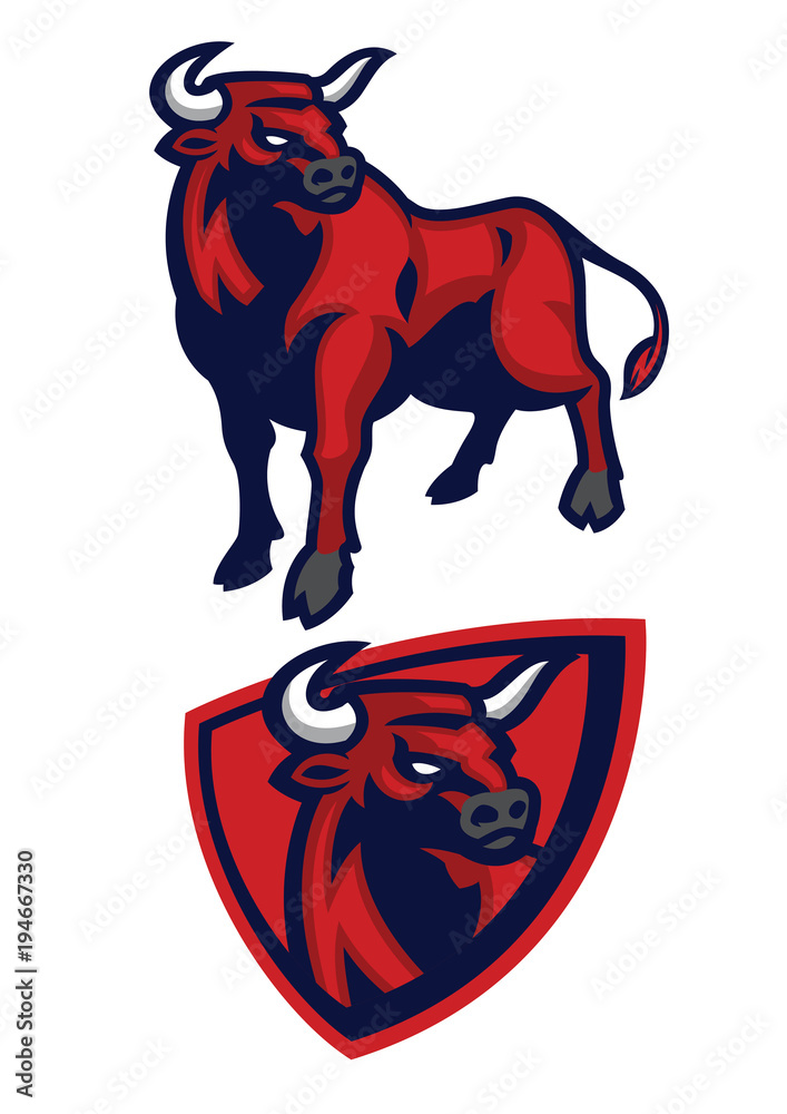 bull mascot set Stock Vector | Adobe Stock