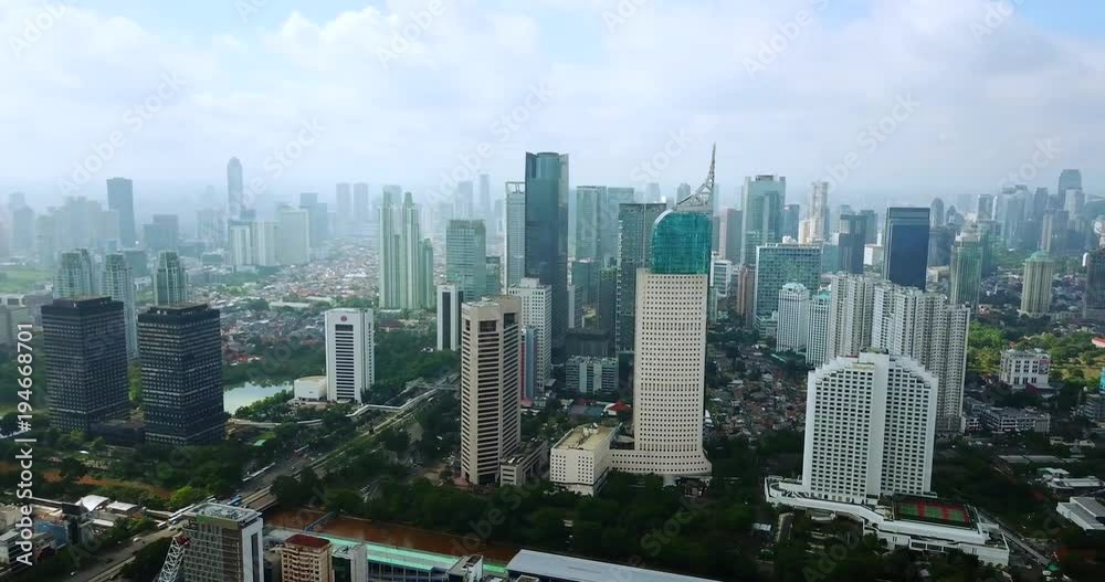 JAKARTA - Indonesia. March 01, 2018: Stunning aerial shot from flying ...