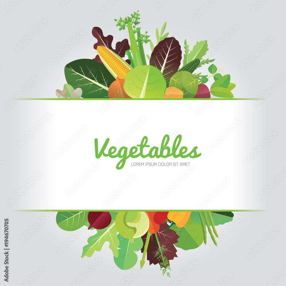 Vegetables background design with calligraphy. Vector illustration of ...
