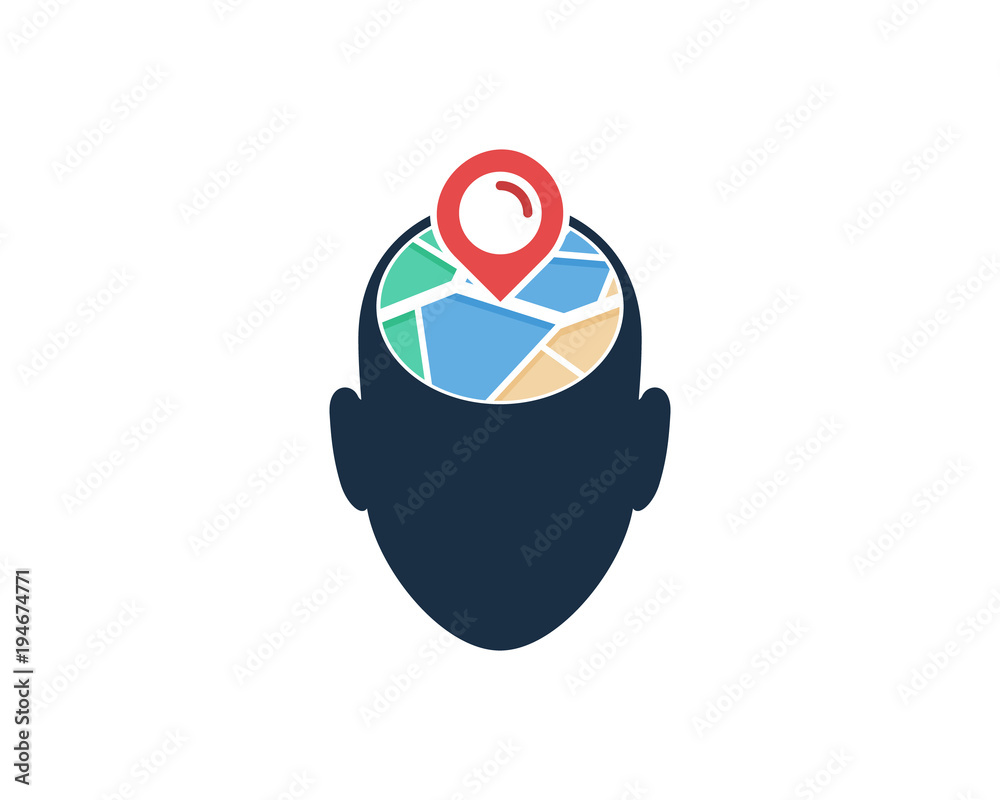 Map Head Icon Logo Design Element Stock Vector | Adobe Stock