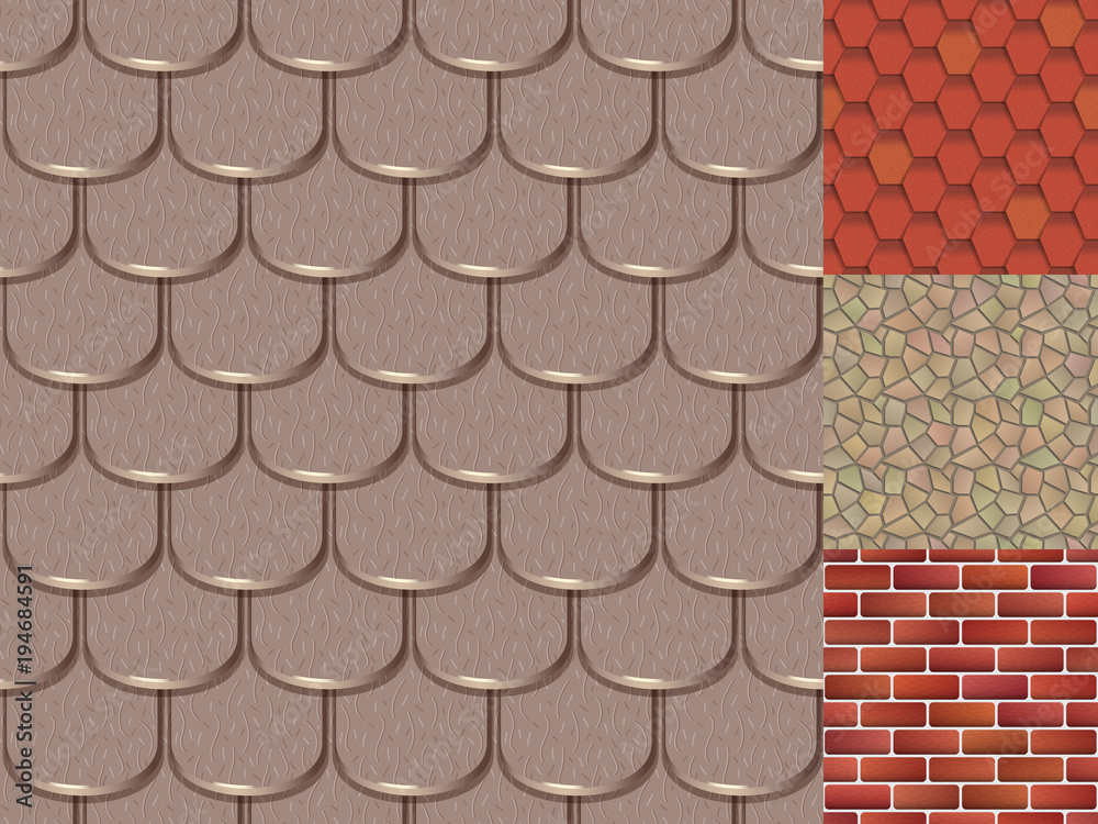 Roof tiles of classic texture and detail house seamless pattern ...