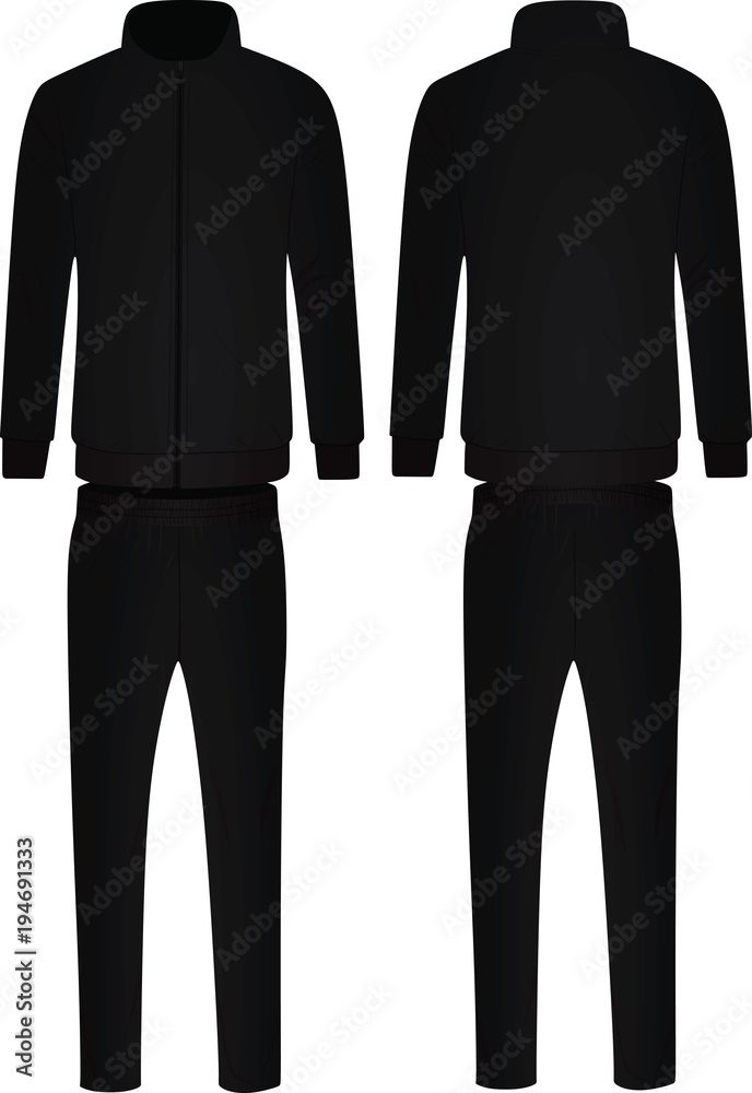 Black tracksuit. vector illustration Stock Vector | Adobe Stock