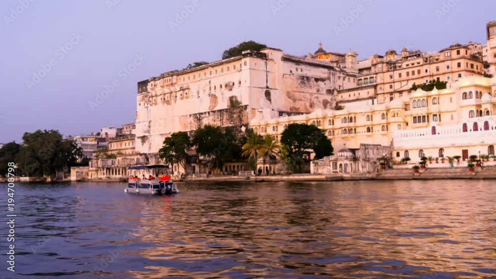 Cinemagraph moving image of water in front of the famous lake palace of ...