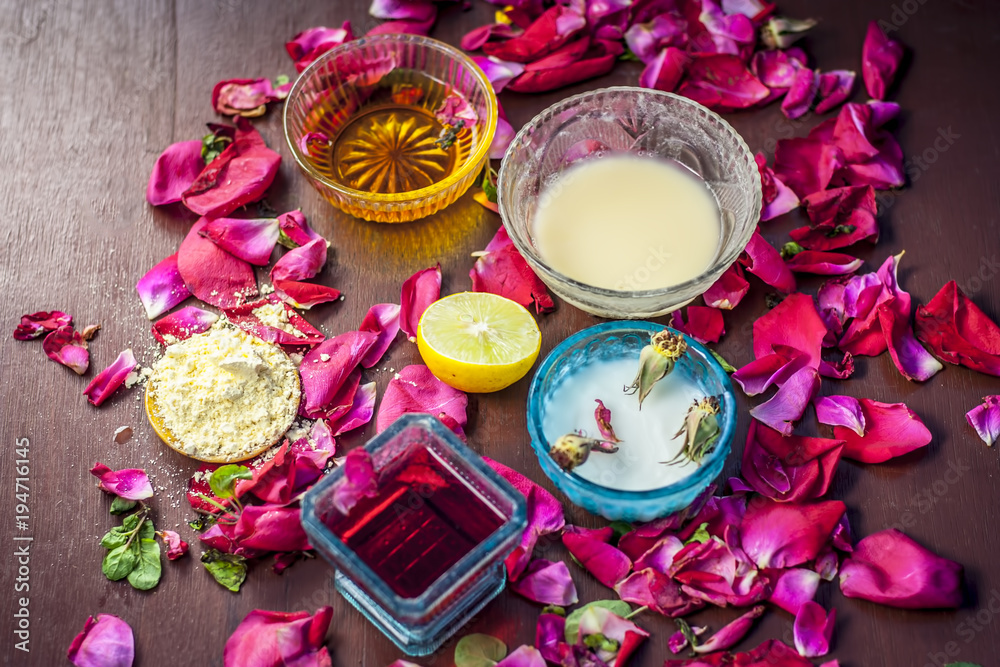 Ayurvedic herbal facial or face pack's ingredients i.e. Rose syrup,rose ...