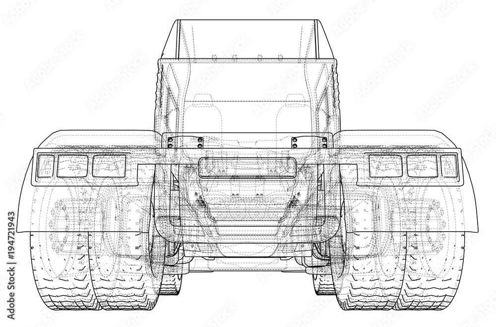 Back view Truck isolated on white background. Eurotrucks delivering ...