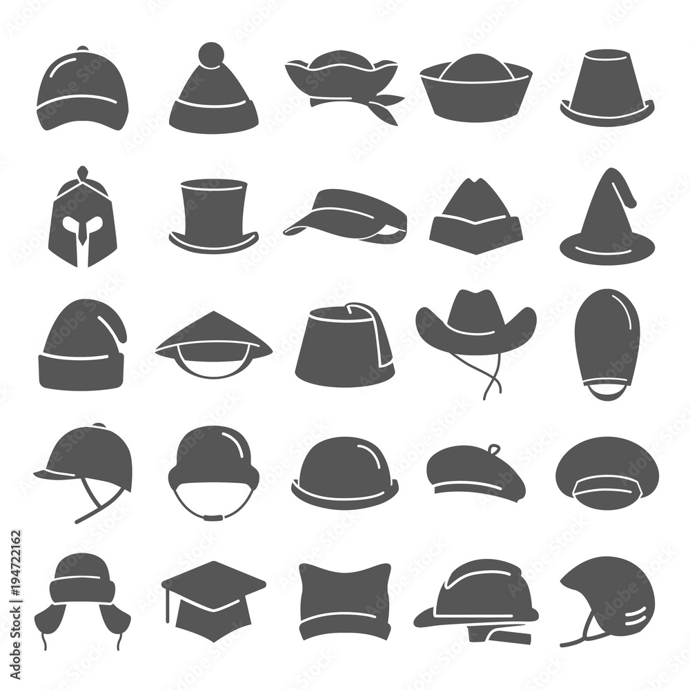 Different hats simple icon set Stock Vector | Adobe Stock