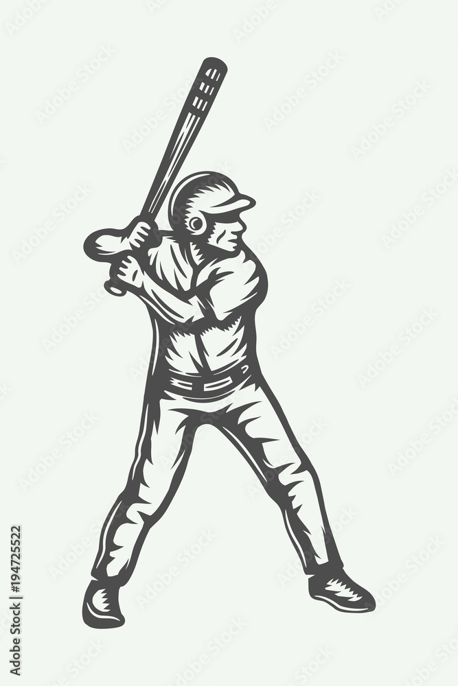 Vintage Baseball Player Vector