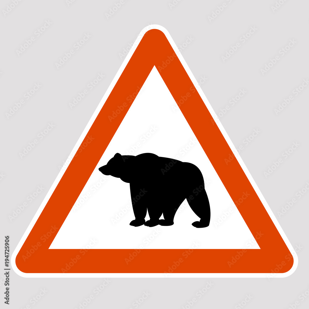 bear black silhouette road sign vector illustration Stock Vector ...