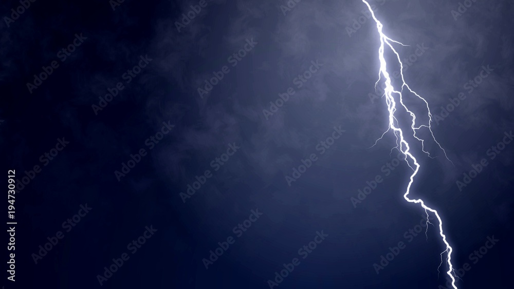 Detailed view of electric firebolt flashing down towards the ground ...