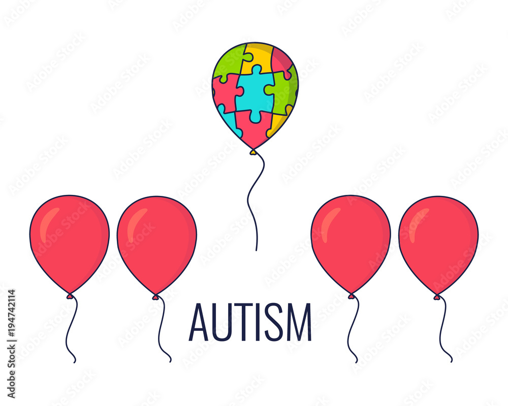 World Autism Day awareness poster with a colorful balloon made of ...