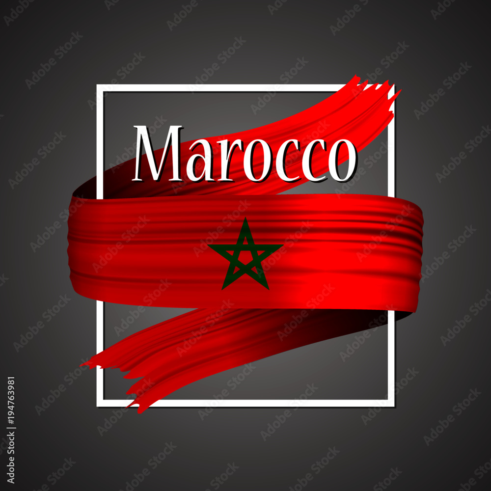 Morocco flag. Official national colors. Moroccan 3d realistic ribbon ...