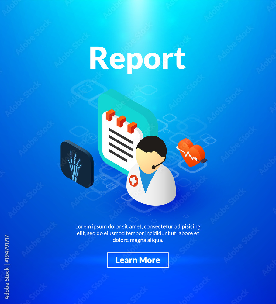 Report poster of isometric color design Stock Vector | Adobe Stock