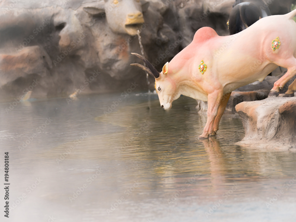 Cow Angel Statue Eating Water in The Himmapan Paradise on The Royal ...