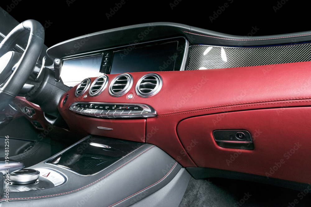 Modern Luxury car inside. Interior of prestige modern car. Comfortable ...