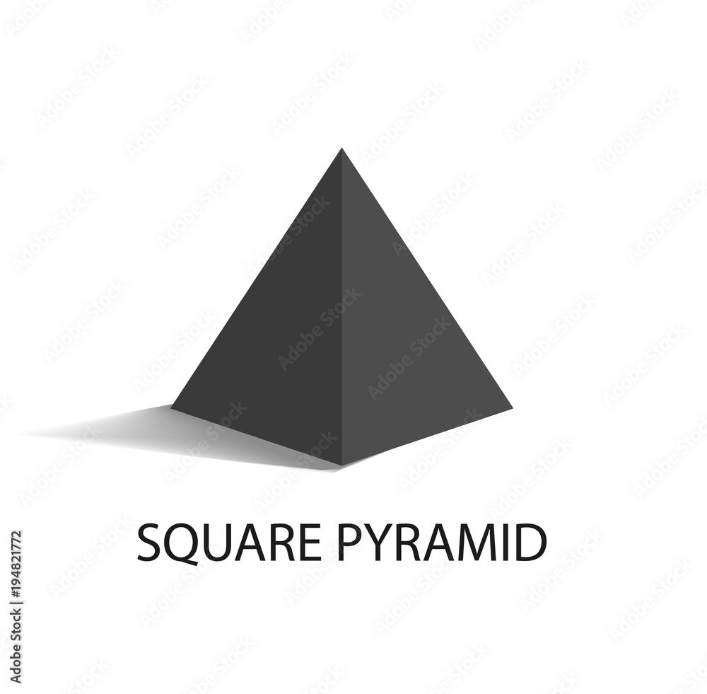 Square Pyramid Geometric Figure in Black Color Stock Vector | Adobe Stock