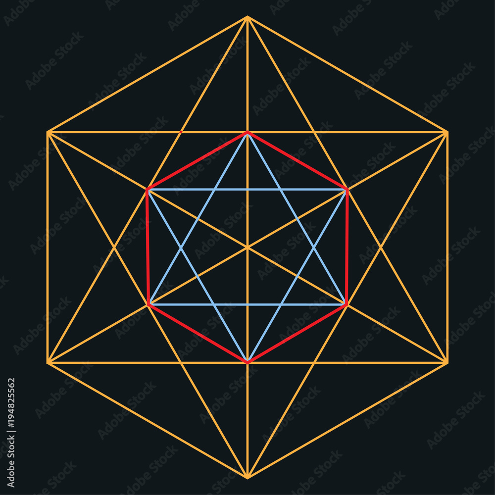Poster Sacred geometry symbol: variant of Hexagon cube. – Wall Art ...