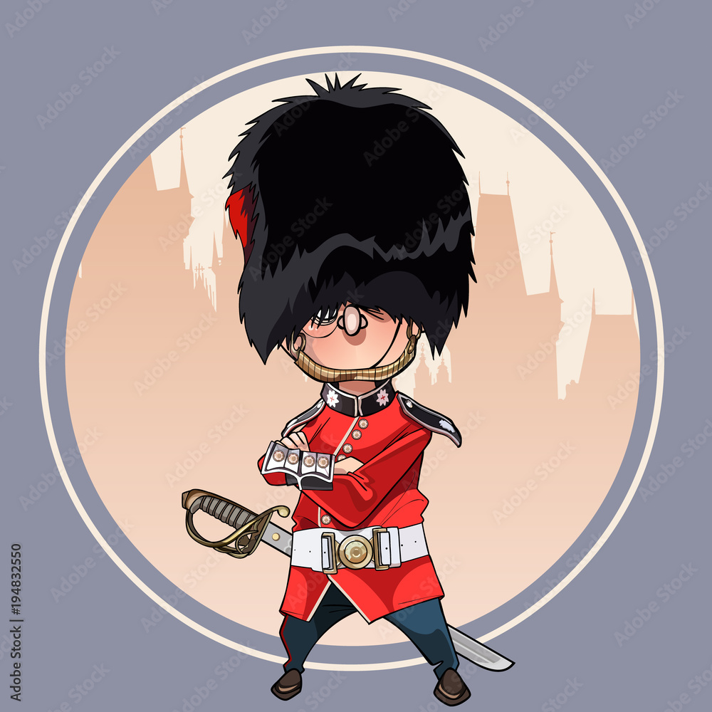 cartoon soldier of the Royal Guard stands with his arms crossed Stock ...