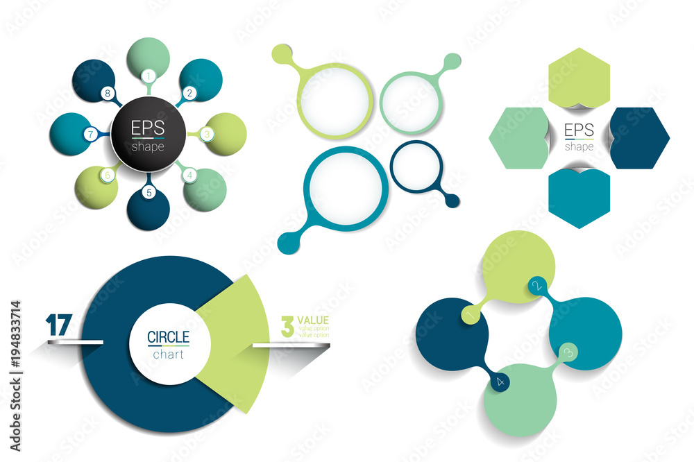 Vetor de Circle infographic template. Round net diagram, graph ...