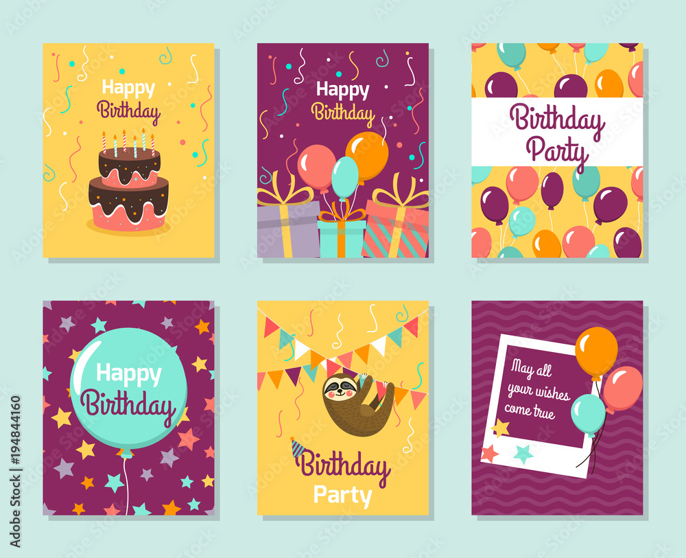 Happy Birthday Collection greeting templates. Invitation cards to the ...