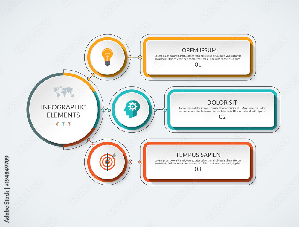 Infographic flow chart. Modern minimalistic vector template with 3 ...