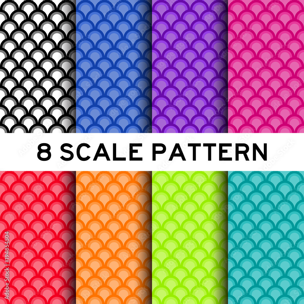 8 color of fish scale pattern background Stock Vector | Adobe Stock
