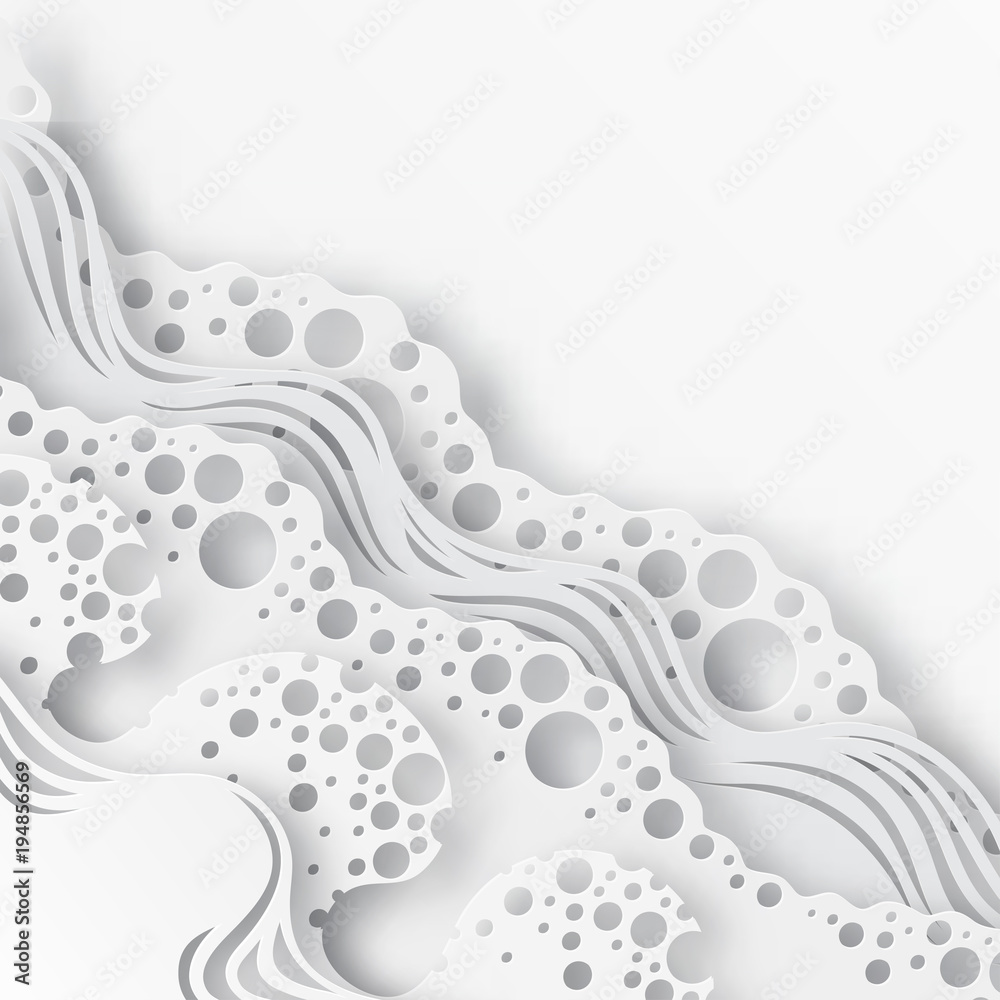 Abstract paper art sea or ocean water waves. Summer white elegant ...