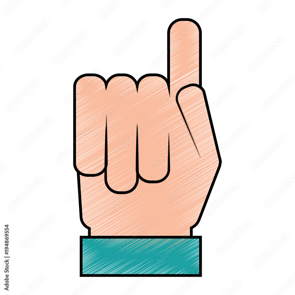hand gesture with a raised index finger vector illustration drawing ...