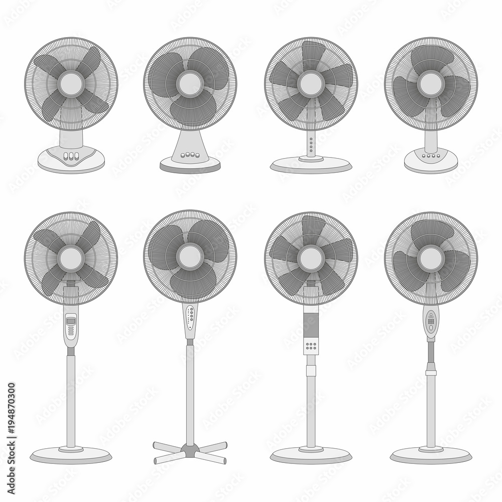 set of Electric fan isolated on white background Stock Vector | Adobe Stock