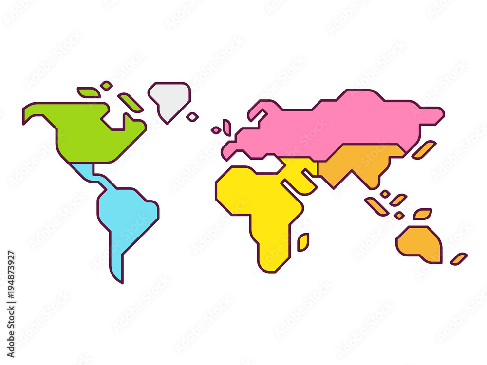 World map continents Stock Vector | Adobe Stock