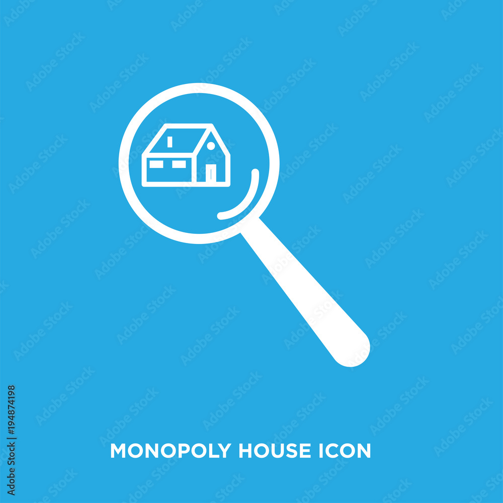 monopoly house icon in magnifying glass, search flat vector sign ...