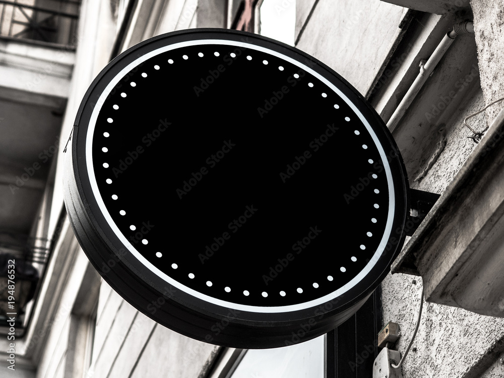 Signboard side view of empty black mock up, mockup signage with shadow ...