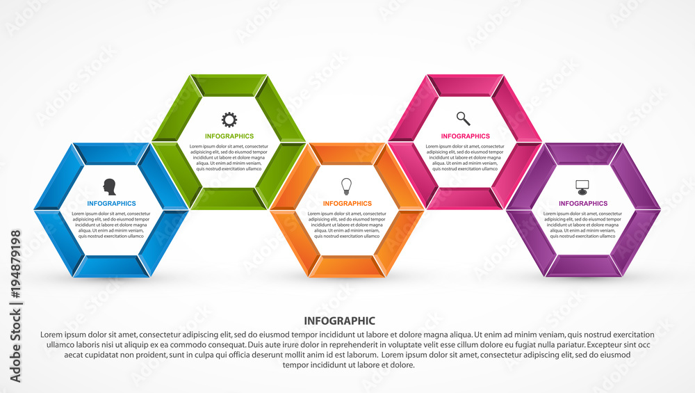 Hexagon options infographics template. Infographics for business ...