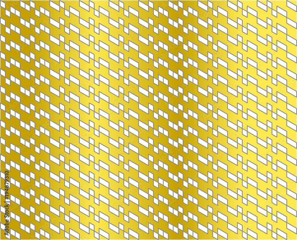Abstract geometric pattern of white with gray lines on gold gradient ...