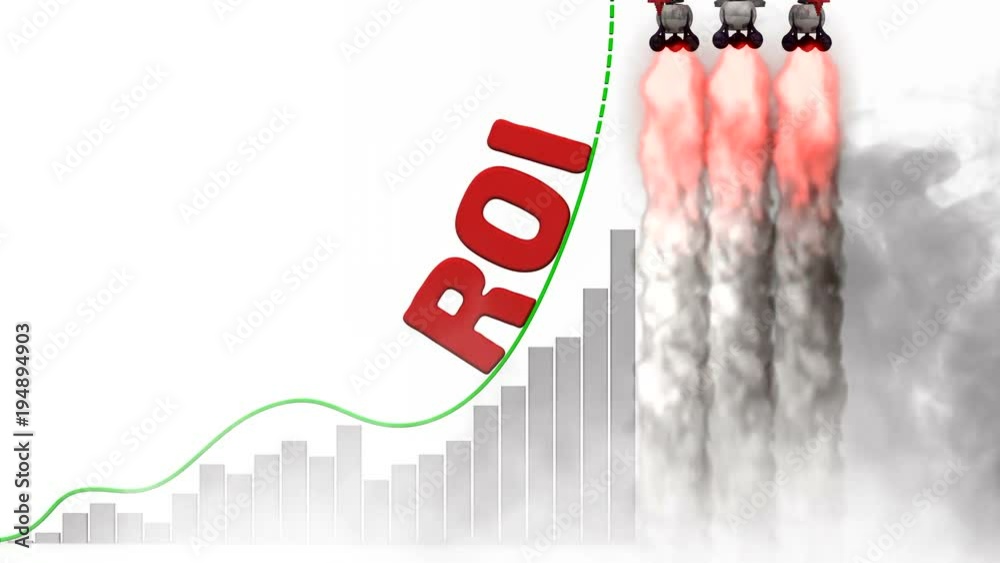 The graph of ROI (Return On Investment) growth. Graph of rapid growth ...