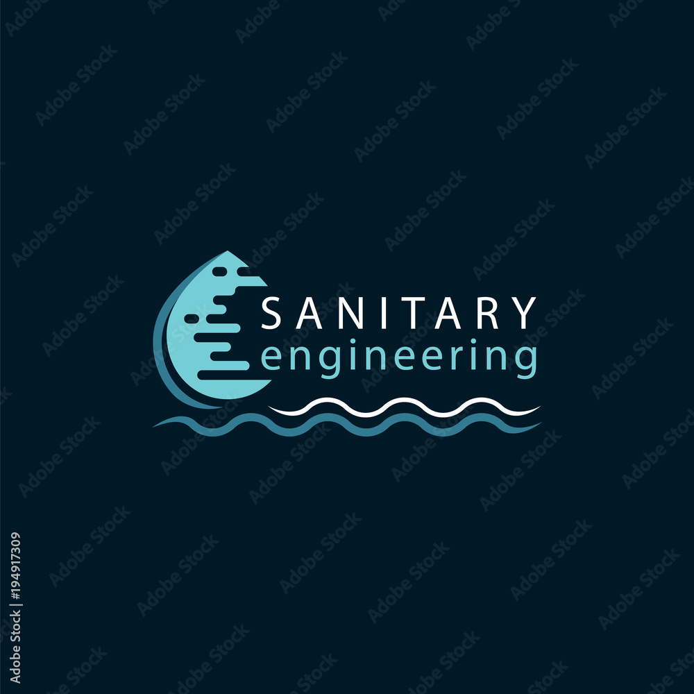 A drop of water and text. Logo in modern style. Icon, symbol, sign ...