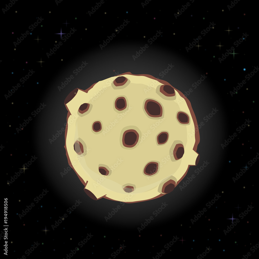 Cartoon full moon with craters glowing in the night sky Stock Vector ...