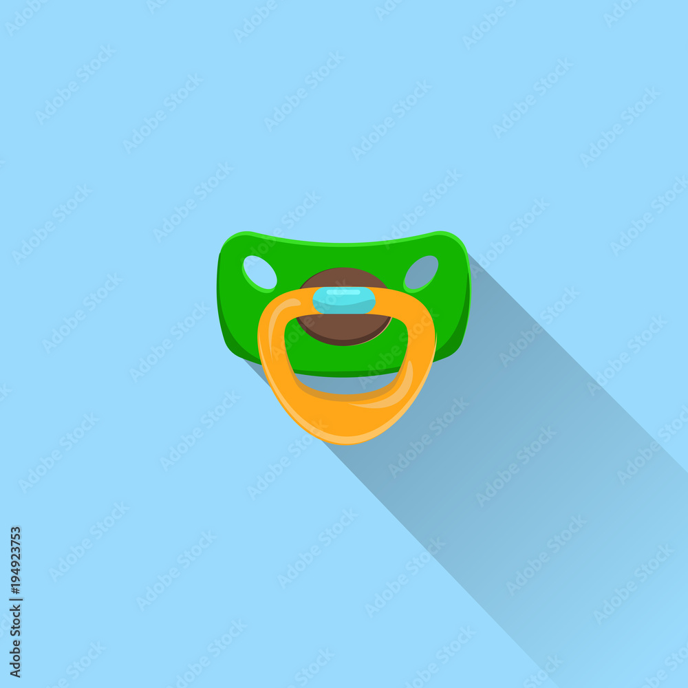 Baby Pacifier Icon With Long Shadow, Dummy, Soother Or Teether Flat Vector Illustration Stock ...