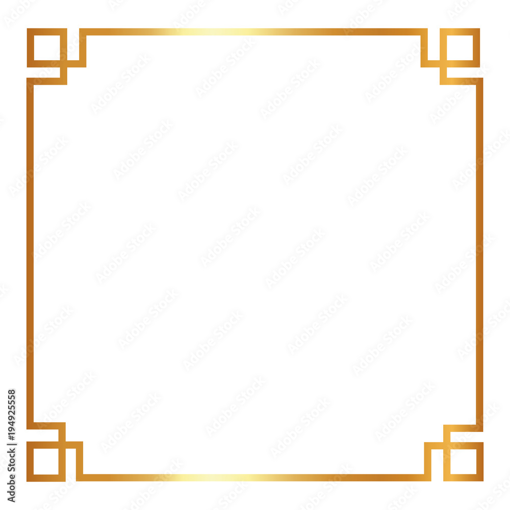 decorative design in gold frame with square shape vector illustration ...