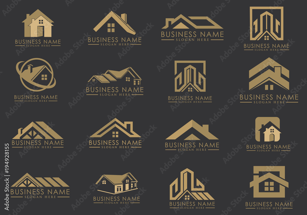 Luxury Real Estate Logo Set, Creative House Logo Collection, Abstract ...