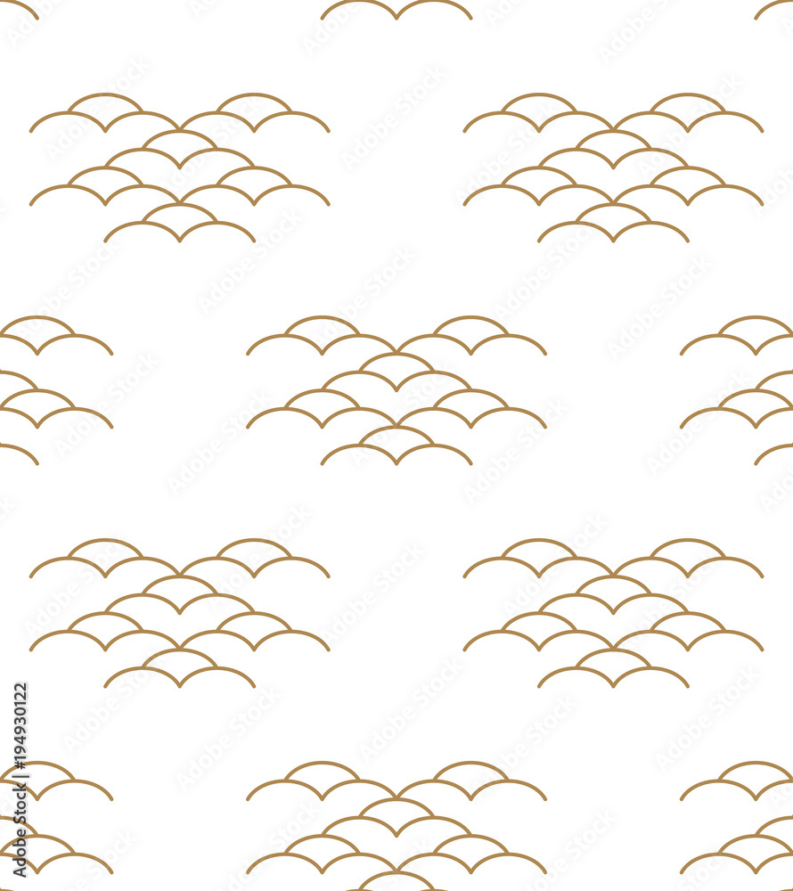 Wave Japanese pattern. Gold drawing curve background. Stock Vector ...