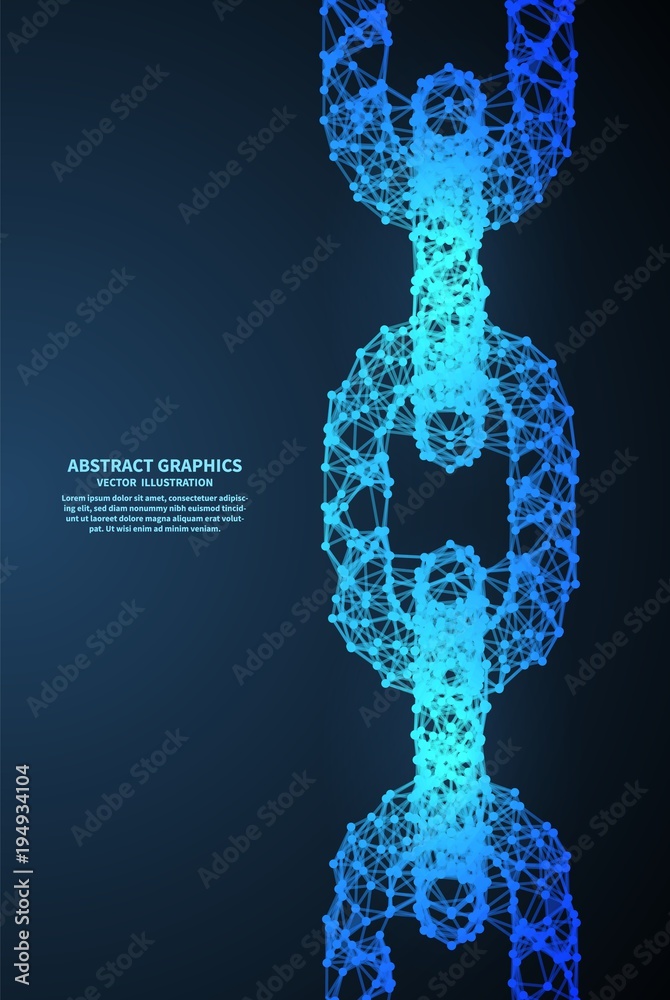Abstract chain, vector illustration. Network connections with points ...