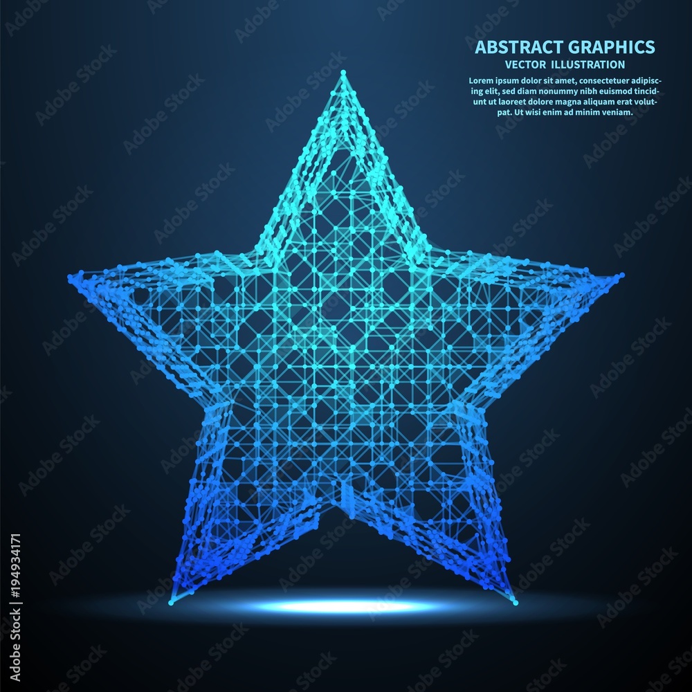 Abstract star, vector illustration. Network connections with points and ...