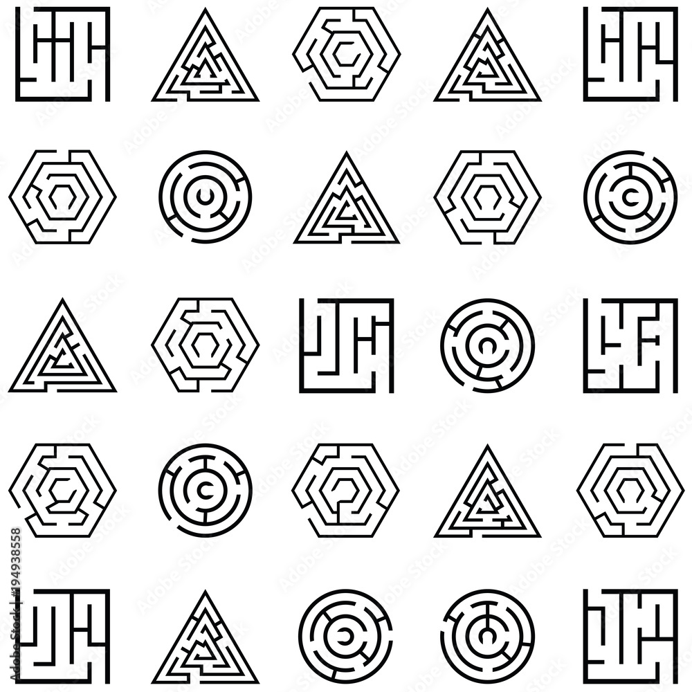maze icon set Stock Vector | Adobe Stock