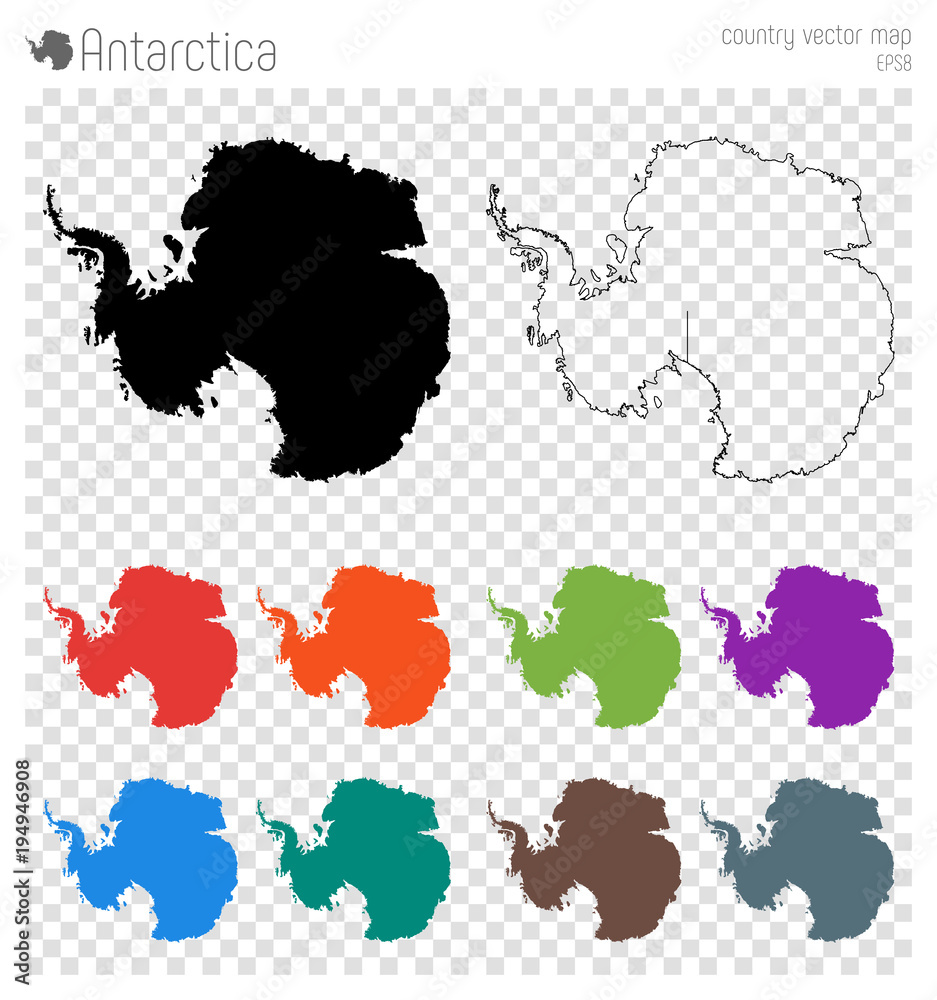 Antarctica high detailed map. Country silhouette icon. Isolated ...