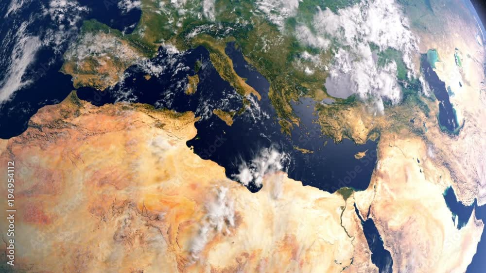 Italy Map With Borders, View From Space, Earth Globe Stock Video ...