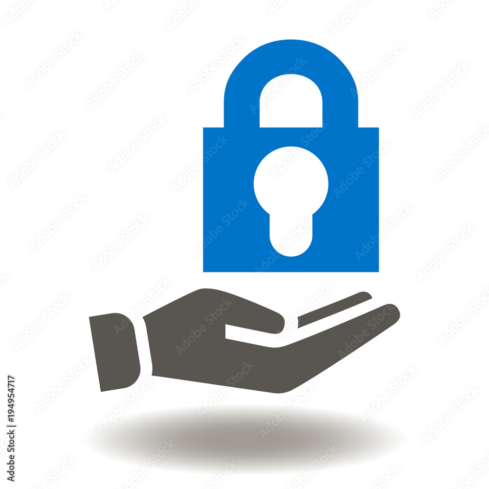 Hand Give Padlock Icon Vector. Security Data Illustration. Secure ...
