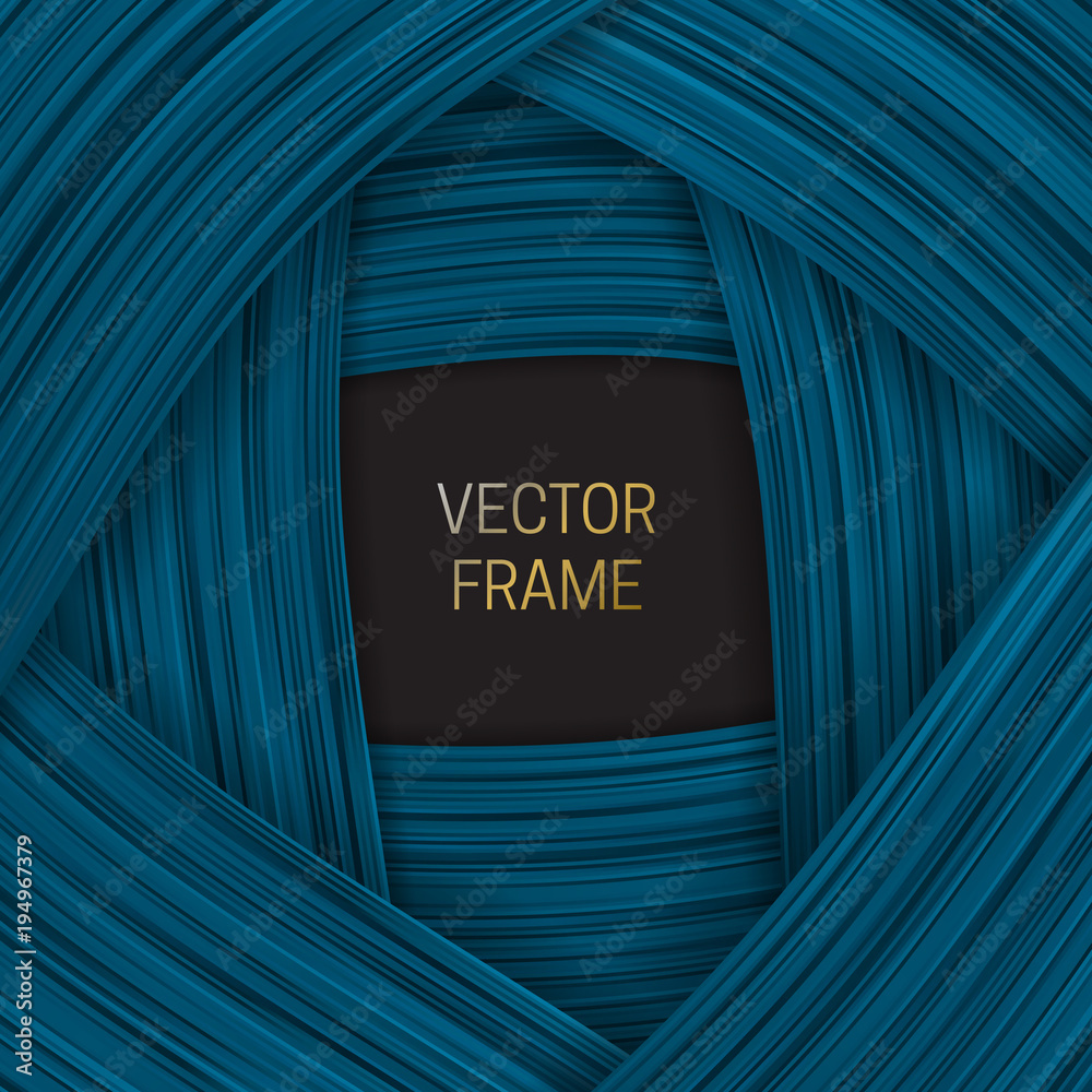 Volumetric frame on shades of blue background. Trendy packaging design ...