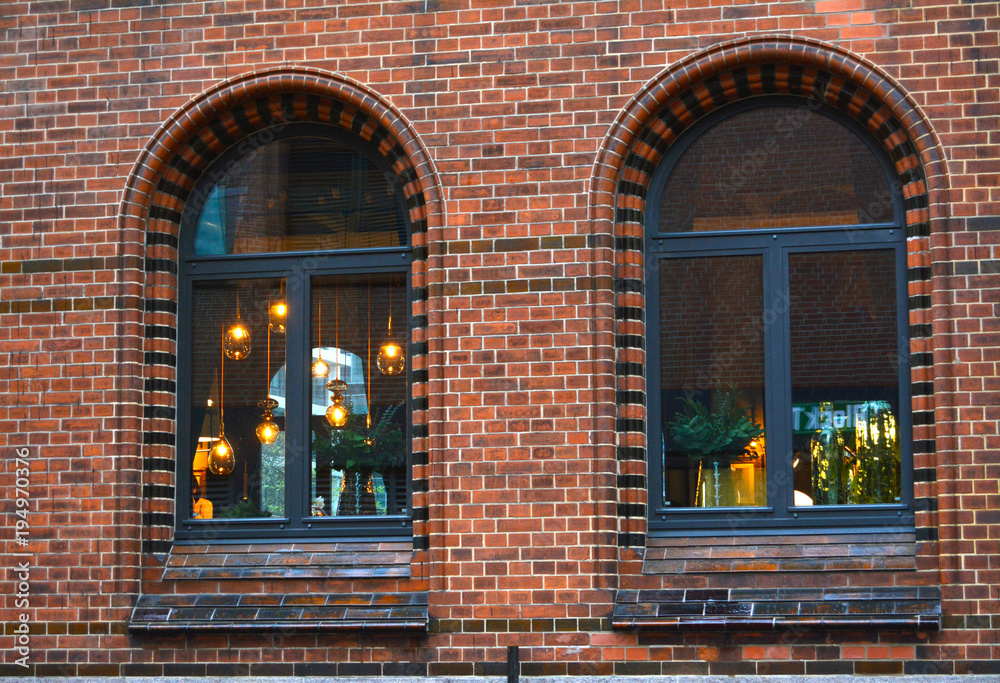 Windows in brick wall Stock Photo | Adobe Stock