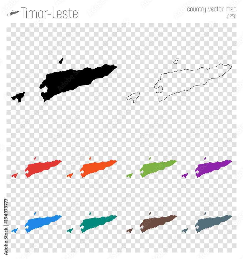 Timor-Leste high detailed map. Country silhouette icon. Isolated Timor ...