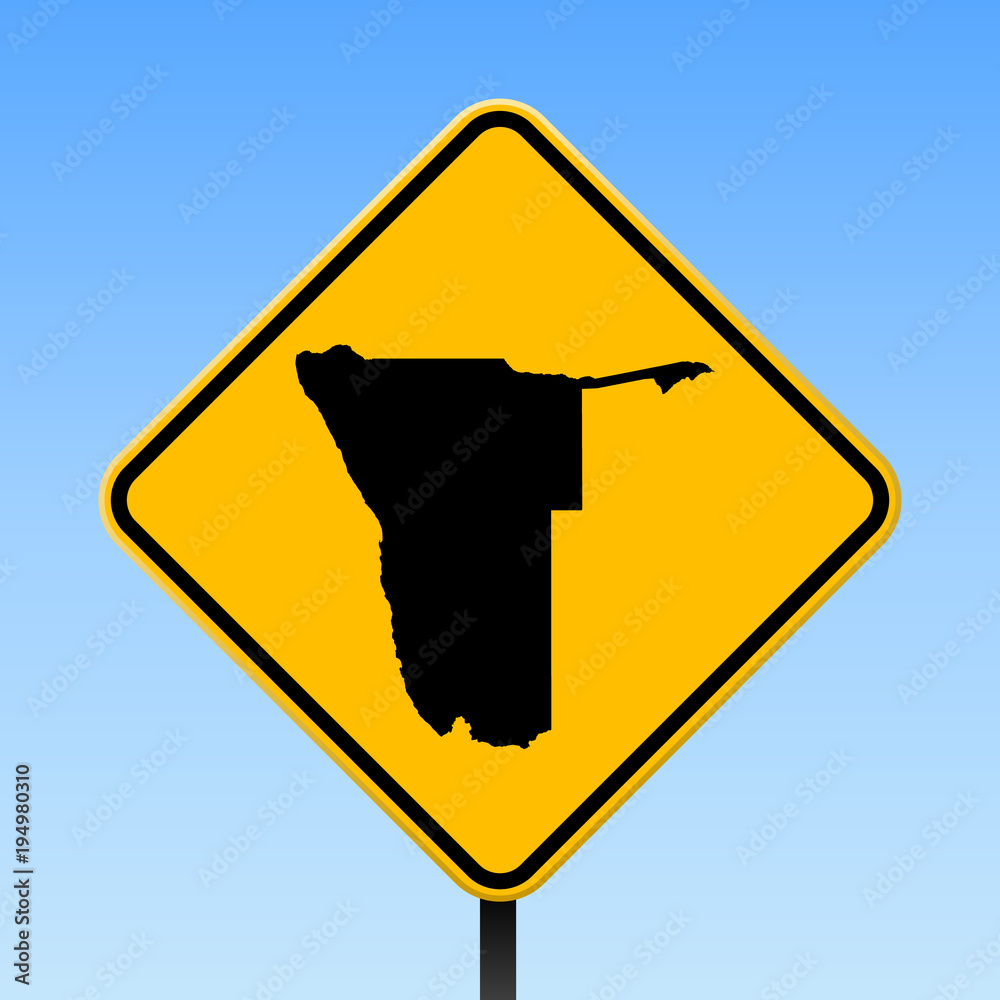 Vetor de Namibia map on road sign. Square poster with Namibia country ...